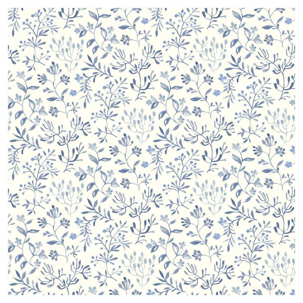 Chesapeake Tarragon Dainty Meadow Blue Prepasted Non Woven Wallpaper ...