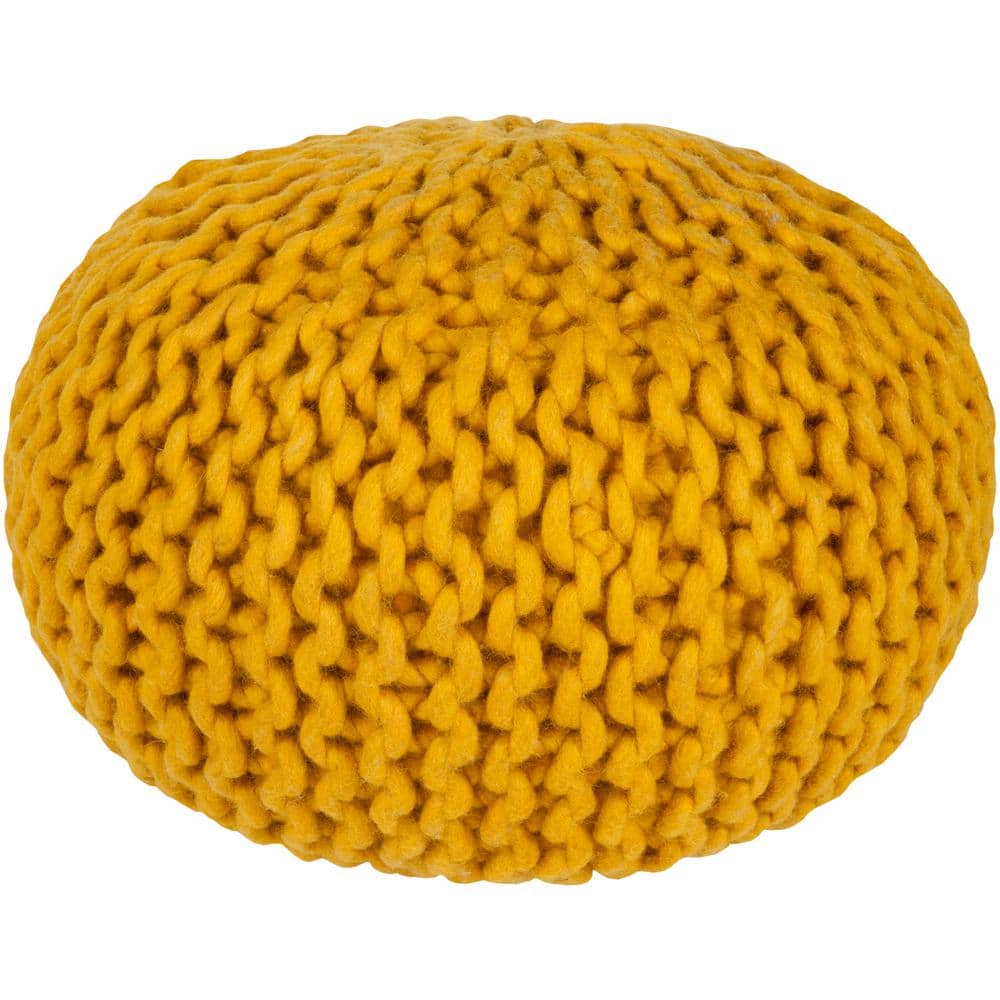 Livabliss Ahanu Mustard Accent Pouf S00151050828 - The Home Depot