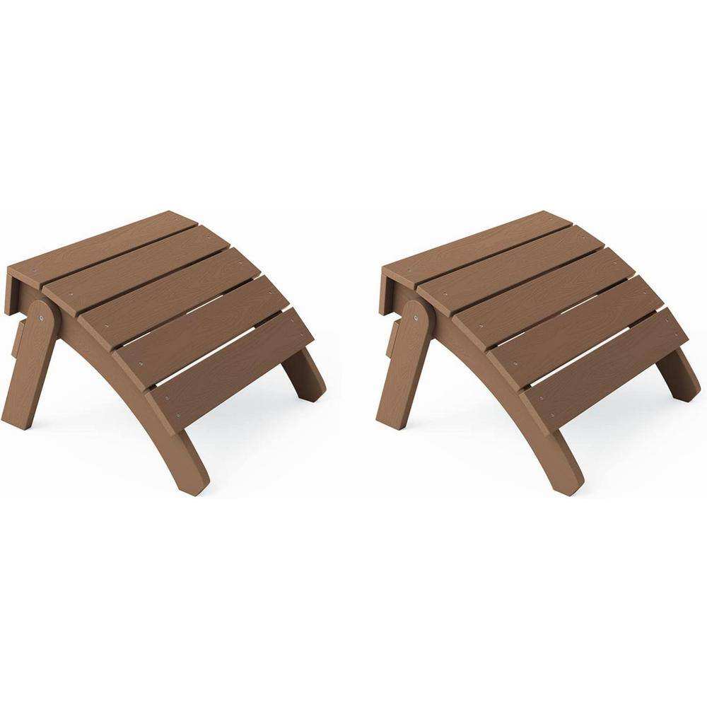 YEFU Teak Plastic Classic Outdoor Folding Adirondack Ottoman (2-Pack ...