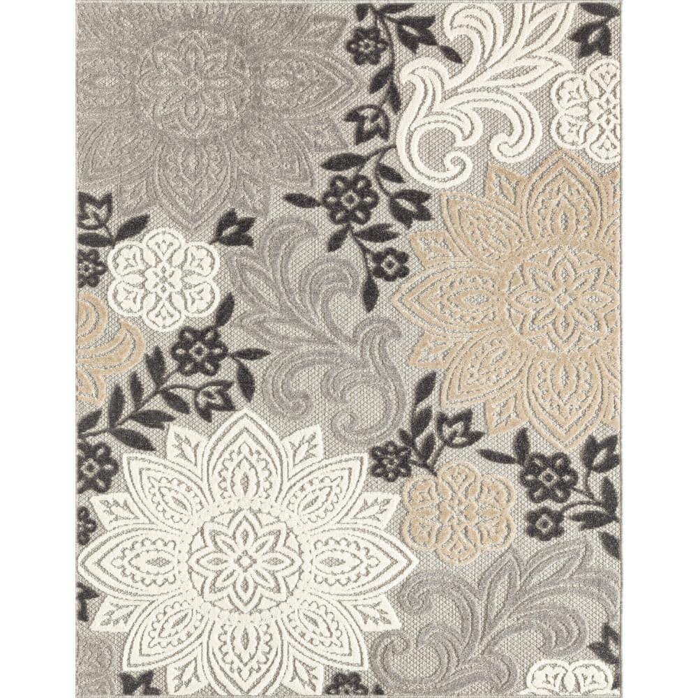 Tayse Rugs Oasis Floral Beige 8 ft. x 10 ft. Indoor/Outdoor Area Rug ... Tayse Rugs Oasis Floral Beige 8 ft. x 10 ft. Indoor/Outdoor Area Rug ...