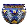 Ravenna Pottery Talavera 12-1/2 in. Round Ceramic Pot with Handles - B ...