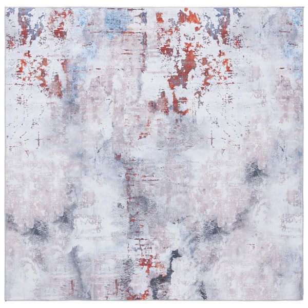 SAFAVIEH Malibu Ivory/Rust 6 ft. x 6 ft. Machine Washable Distressed ...