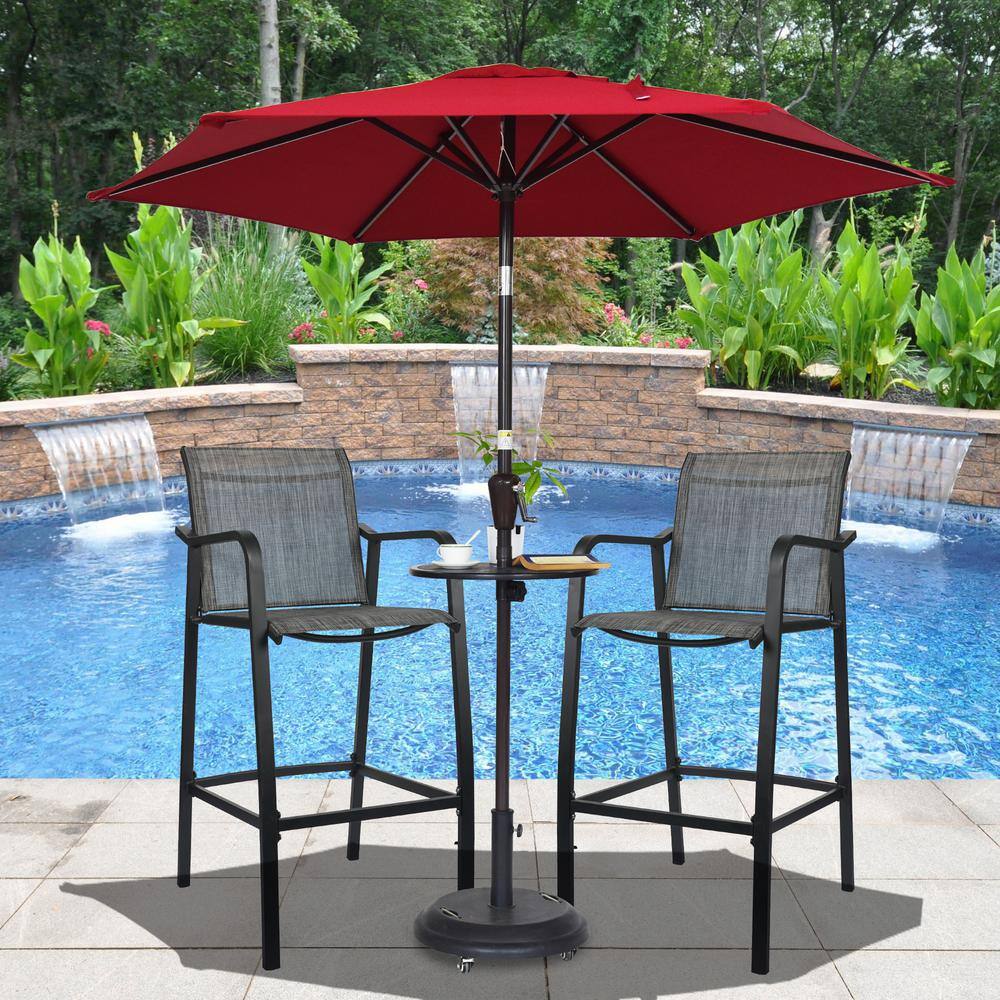 AURA OUTDOOR 2-Pieces Counter Height Metal Outdoor Bar Stool with Quick ...