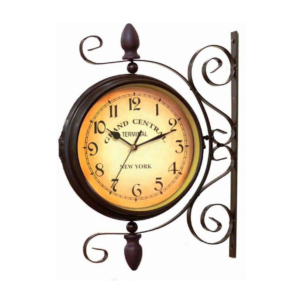 Vintage Bronze Analog Metal Double Sided Silent Wall Clock HD8NSTRH9V ...
