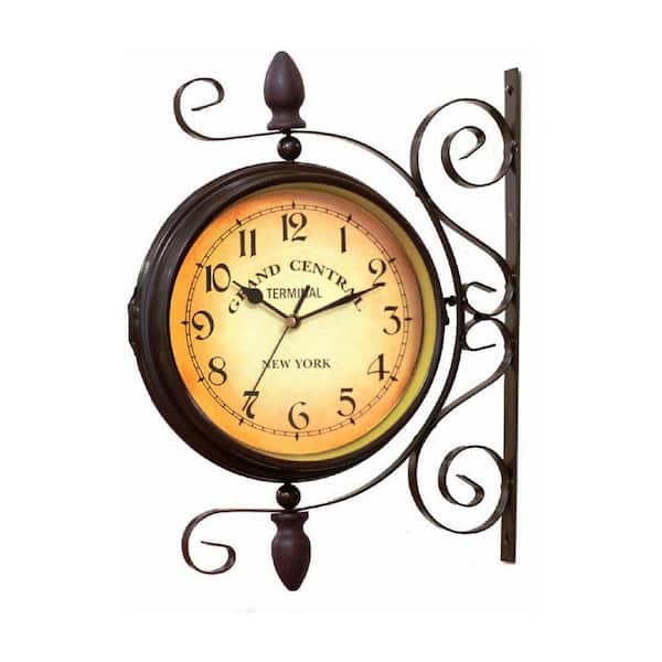 Vintage Bronze Analog Metal Double Sided Silent Wall Clock HD8NSTRH9V ...