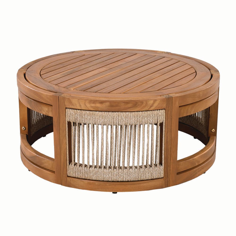 27.95 in. Acacia Wood Outdoor Coffee Table with All-Weather Durability ...