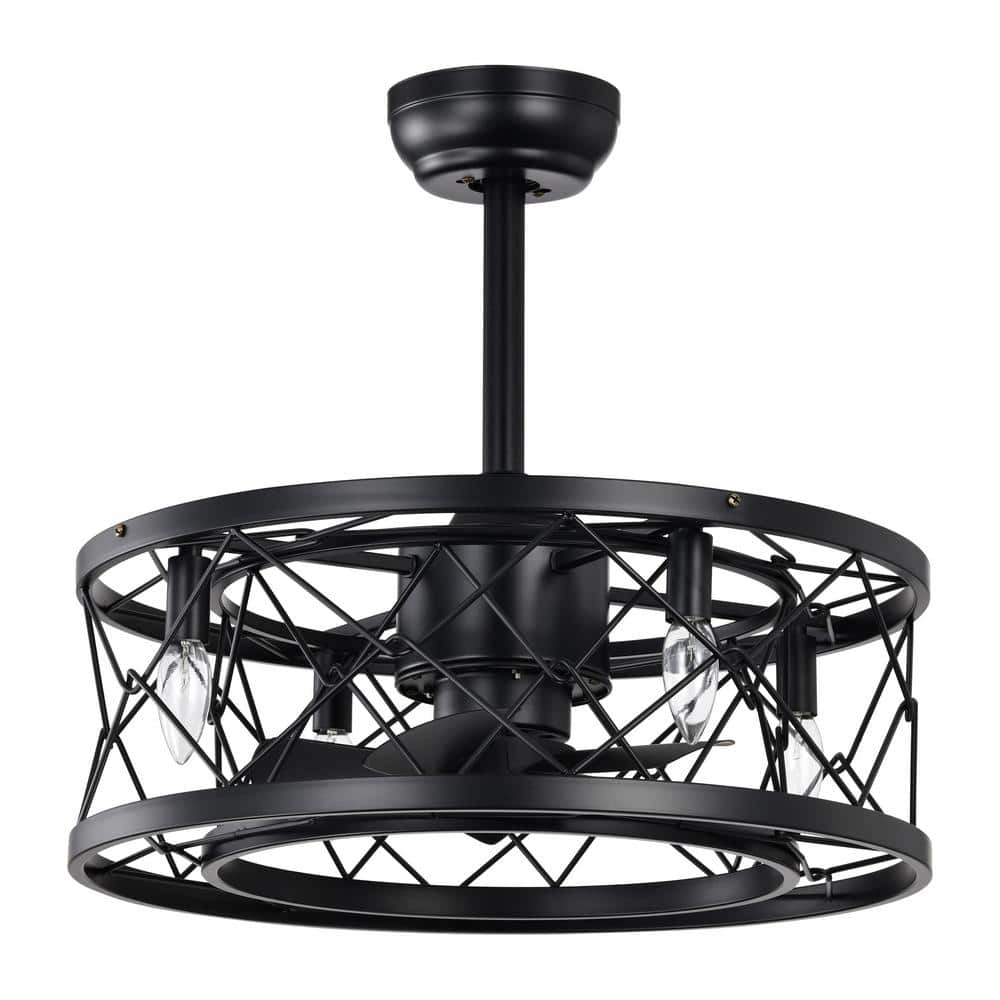 20 in. Indoor Black Low Profile Small Ceiling Fan with 3 Adjustable ...