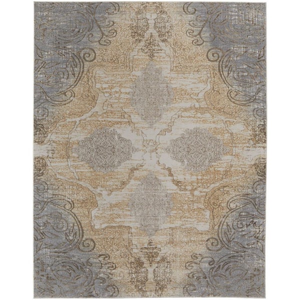 HomeRoots 4 ft. x 6 ft. Tan and Gray Floral Area Rug 2000513144 - The ...