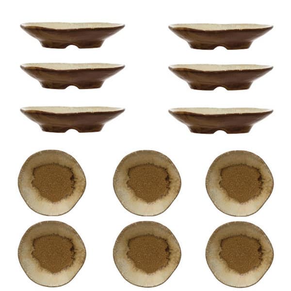 Storied Home Stoneware Plate with Reactive Glaze in Brown and Cream ...