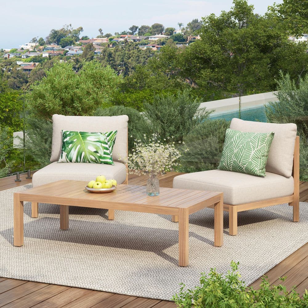 CHRISTOPHER KNIGHT HOME Kinsley 3-Piece Light Teak + Beige Rope Woven ...