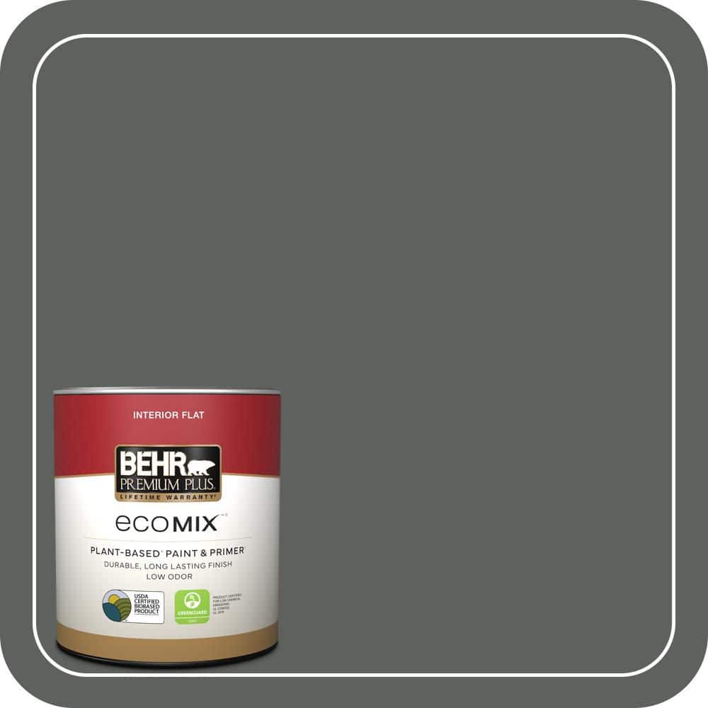 BEHR PREMIUM PLUS 1 qt. #N460-6 Hematite Flat EcoMix Plant-Based ...