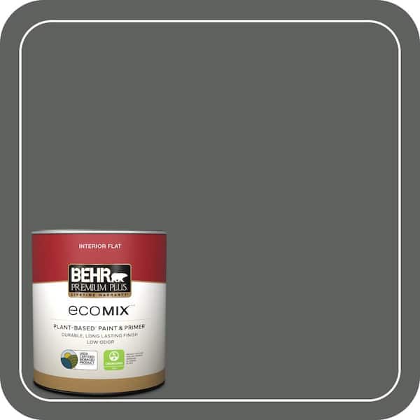 BEHR PREMIUM PLUS 1 qt. #N460-6 Hematite Flat EcoMix Plant-Based ...