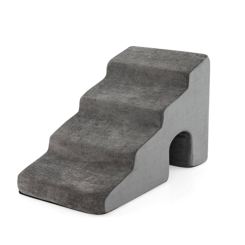 ANGELES HOME 17 in. 4-Tier High Density Foam Dog Ramps Extra Wide Pet ...
