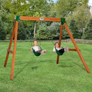 SPORTSPOWER ASPEN Vinyl Wood Swing Set VWS-001 - The Home Depot
