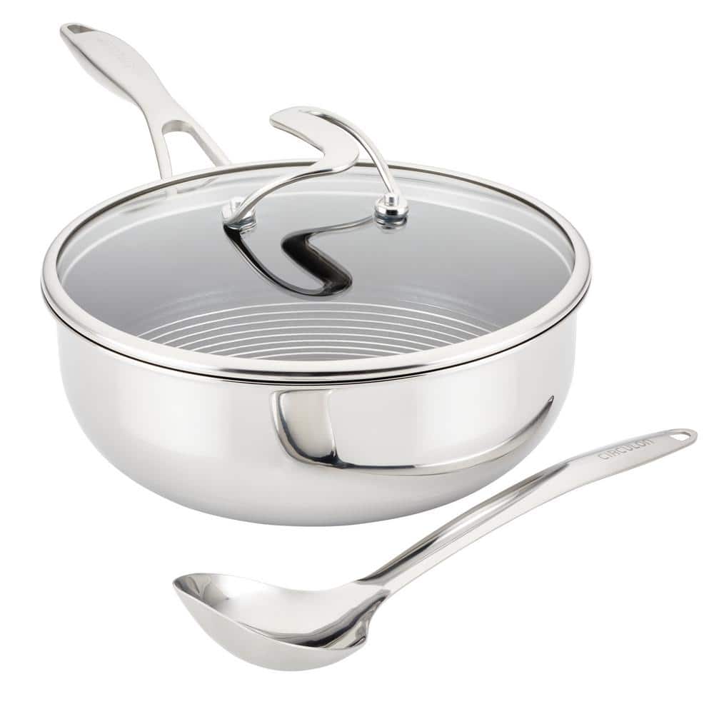 Circulon Clad 3-Piece Stainless Steel Chef Pan Silver with lid 30017 ...