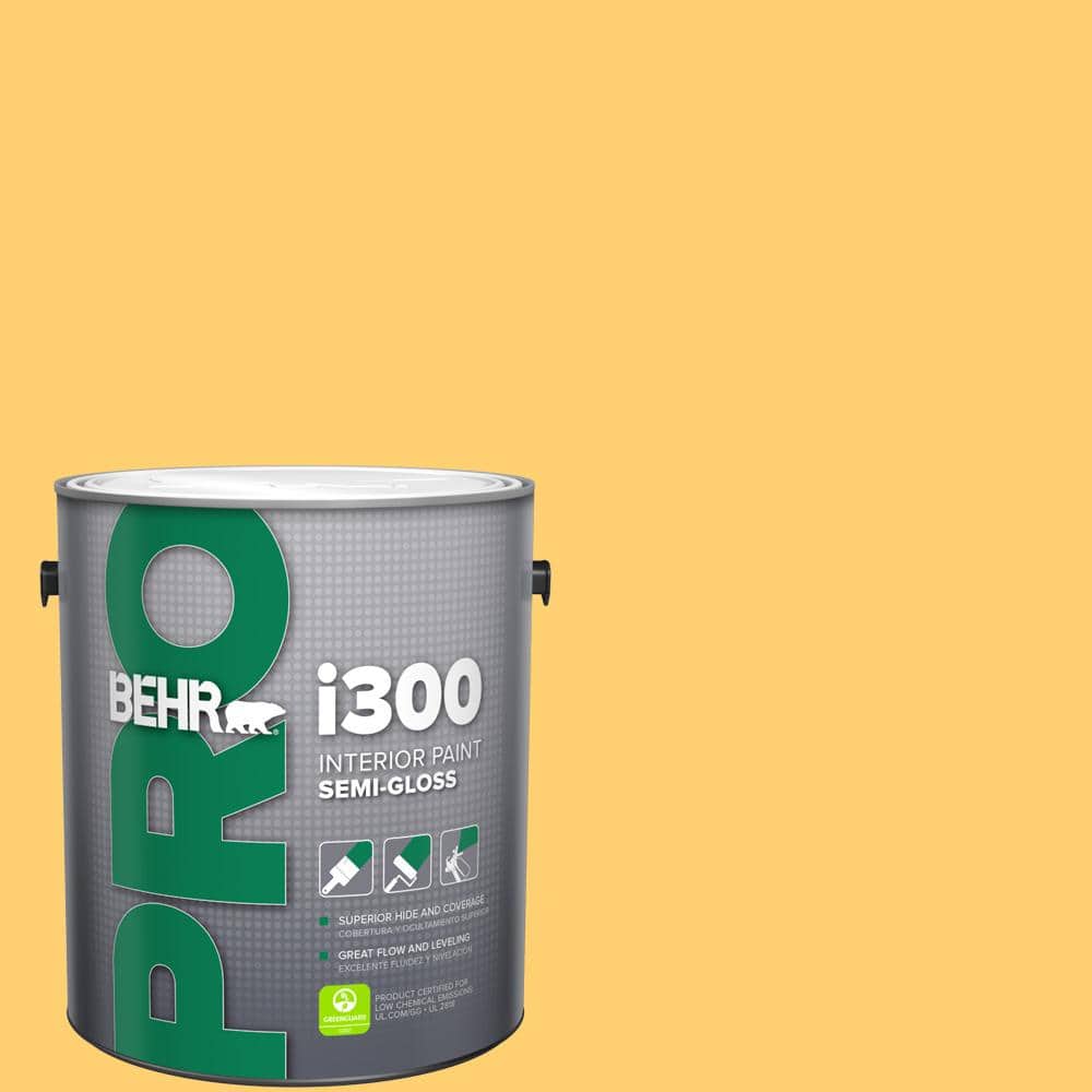BEHR PRO 1 gal. #320B-6 Mellow Yellow Semi-Gloss Interior Paint PR37301 ...