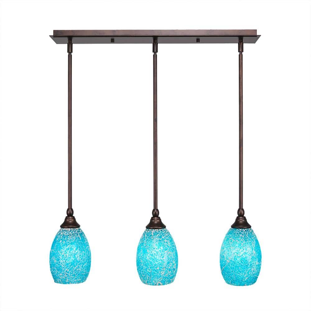 Livingston 100-Watt 3 Light Bronze, Linear Pendant Light with 5 in ...