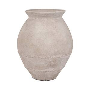 Liv & Skye 30 in. Ivory Terra Cotta Round Decorative Floor Vase 21366 ...