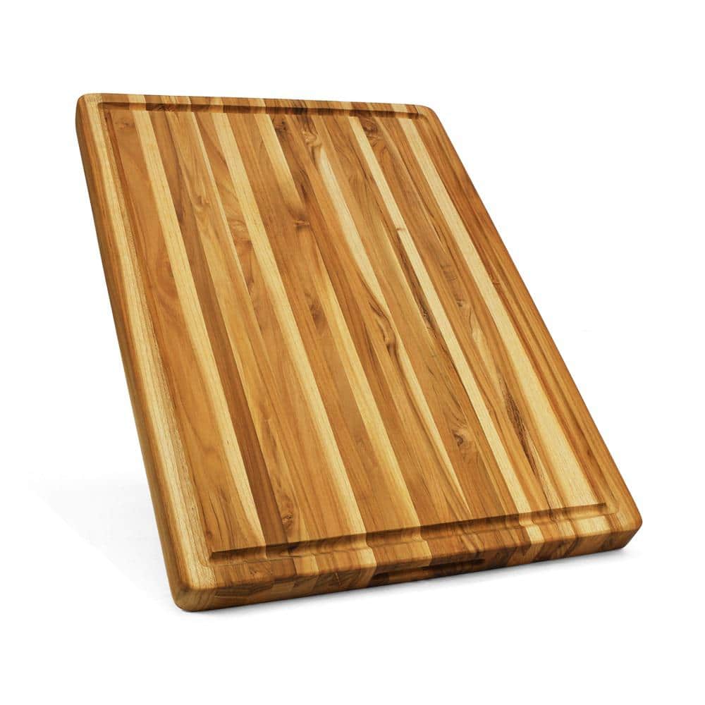 22 in. x 16 in. Rectangular Teak Wood Cutting Board With Juice Groove ...