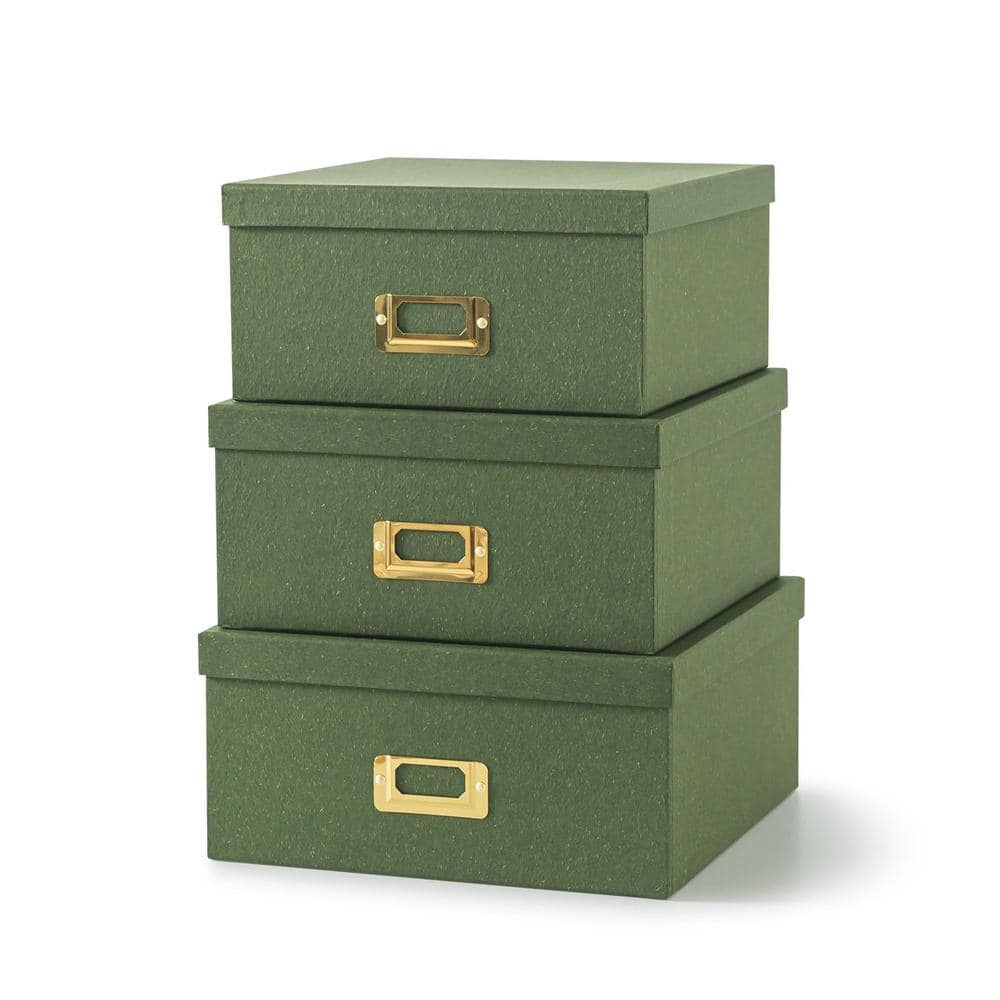 Afoxsos Nesting Green Cardboard Decorative Box with Lid 3-Pack ...