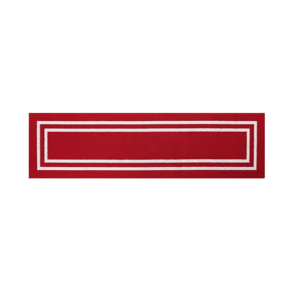 Nautica Washable Skid Resistant Red/White 2.2 ft. x 8 ft. All Loop ...
