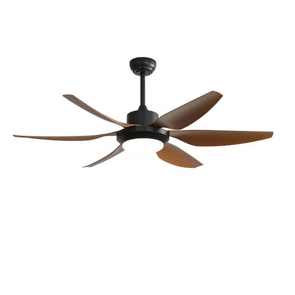 54 in. Indoor Black Low Profile Ceiling Fan with Dimmable LED 6 ABS ...
