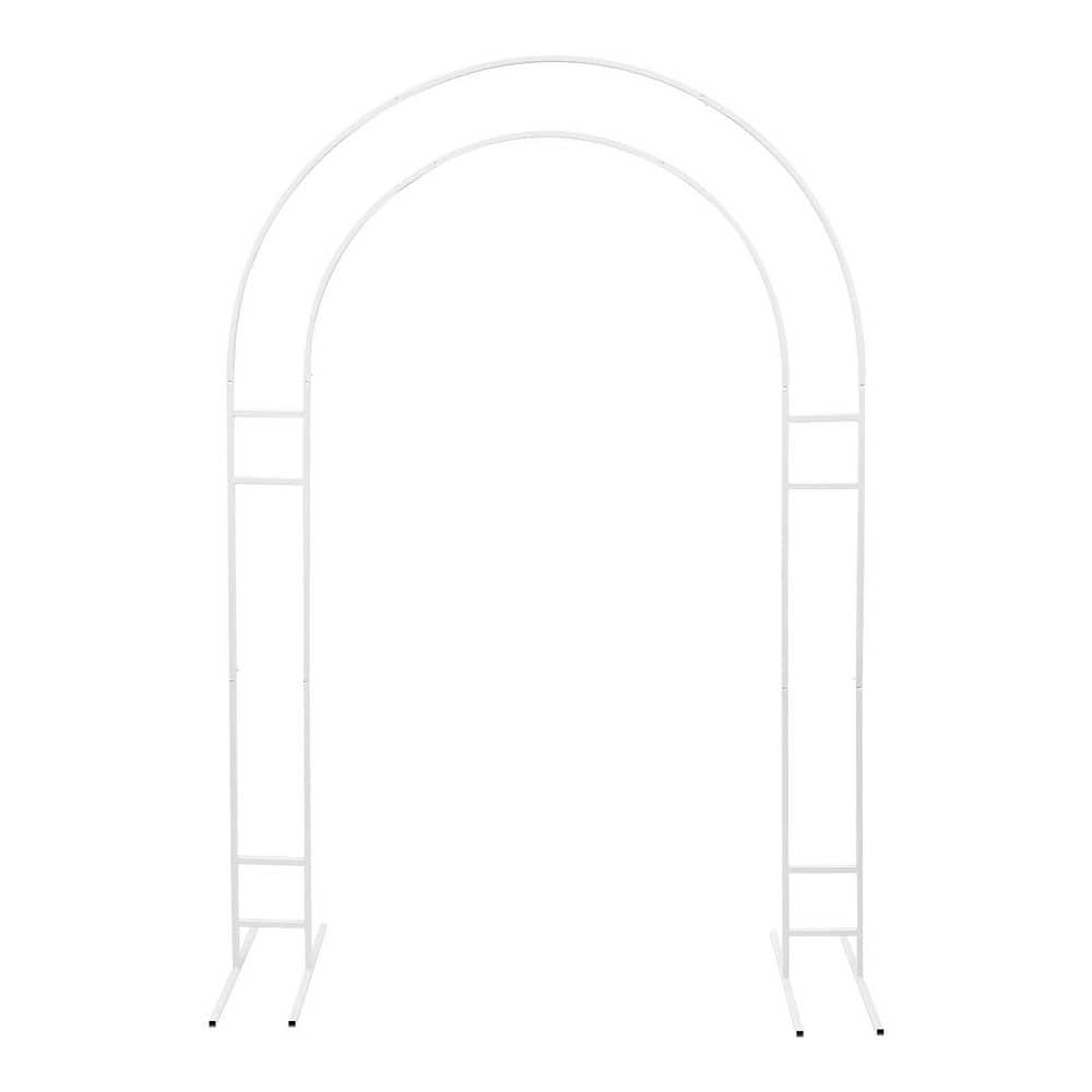 YIYIBYUS 86.7 in. x 59.1 in. White Metal Double Tube Wedding Arch ...