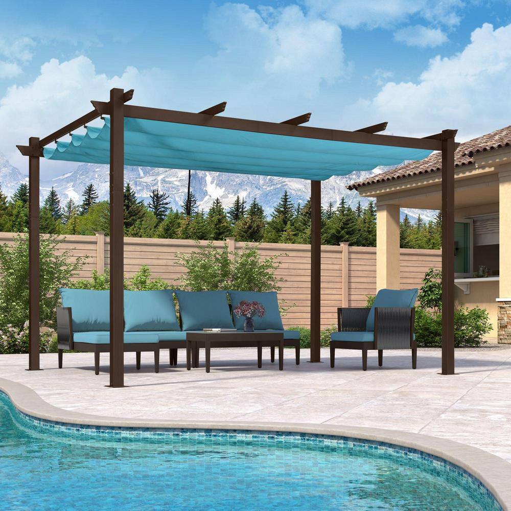 PURPLE LEAF 10 ft. W x 13 ft. D Outdoor Bronze Aluminum Pergola with ...