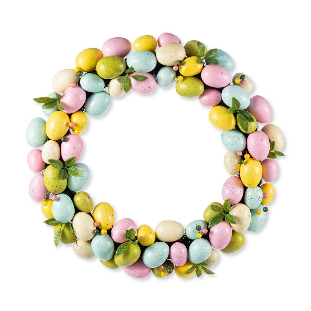 Glitzhome 18 in. H Easter Eggs Wreath 2015500026 - The Home Depot