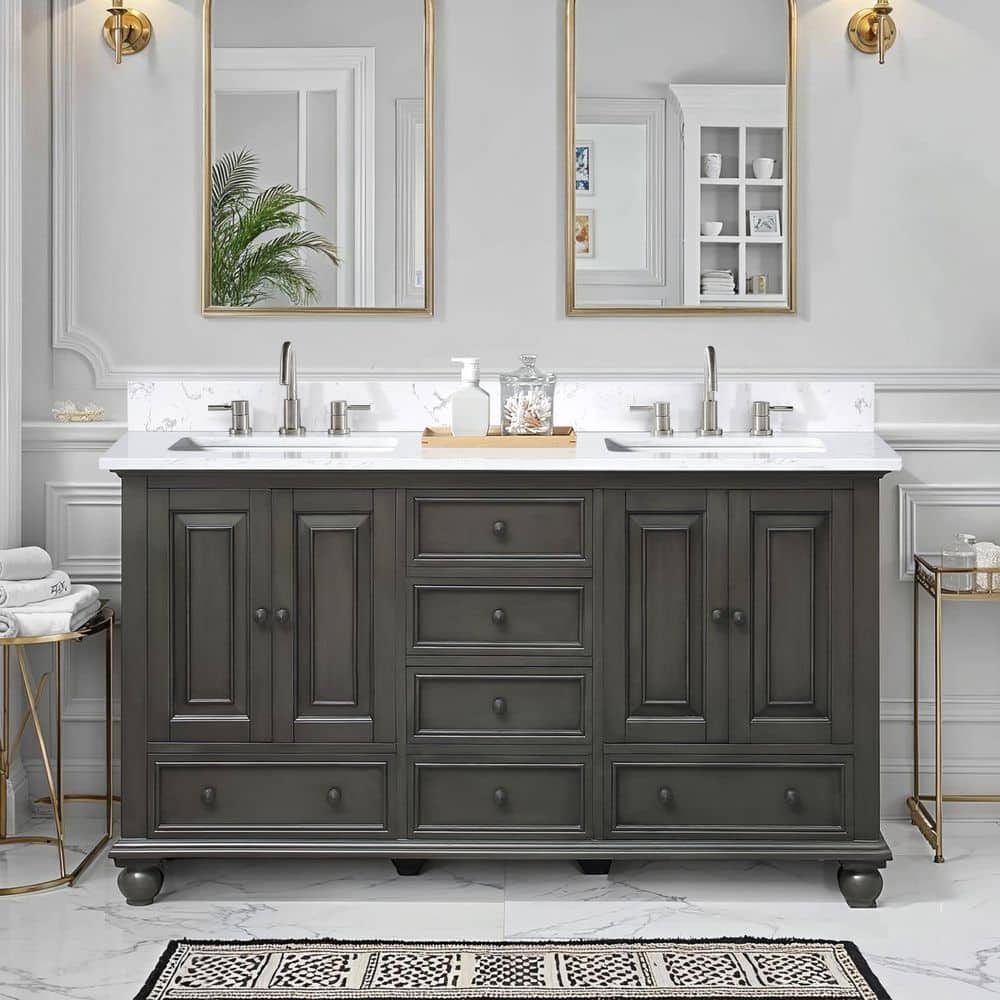 Avanity Thompson 61 in. Double Sink Charcoal Glaze Bath Vanity with ...