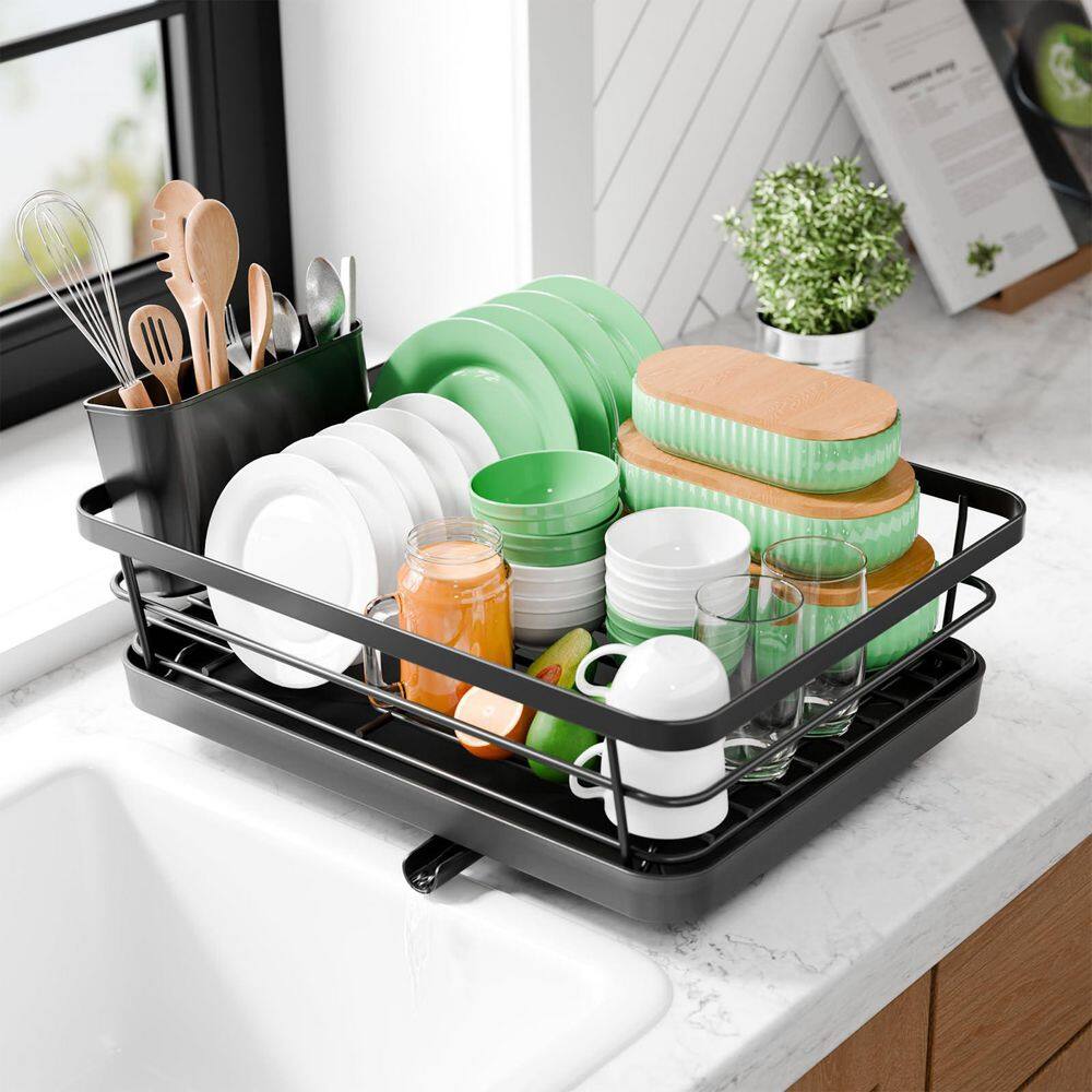 Anqtovp 15.5 x 12 in. Utensil Holder Dish Drying Rack with Adjustable ...
