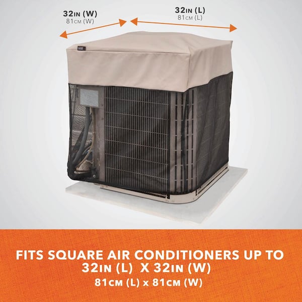 MODERN LEISURE 32 in. Square x 32 in. H Beige and Black Basics Square Air Conditioner Cover 3125 The Home Depot