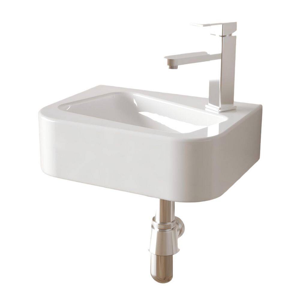 SANFANGIE HE 14.18 in. X 10.24 in. Wall Mounted Bathroom Sink Milk ...