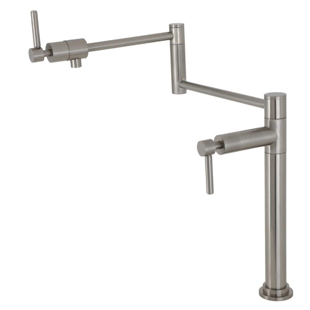 Kingston Brass Concord Deck Mount Pot Filler Faucet in Brushed Nickel ...
