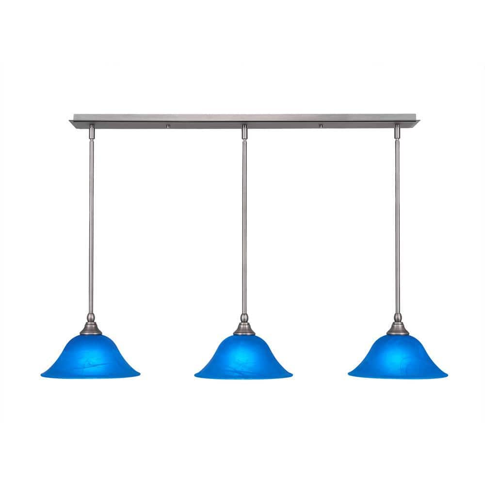 Livingston 100-Watt 3 Light Brushed Nickel, Linear Pendant Light with ...