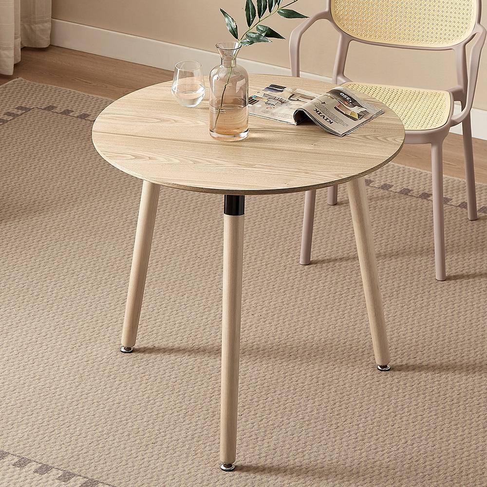 Art Leon APOLLO Natural Wood 31.5 in. Width with 3 Legs Round Dining ...