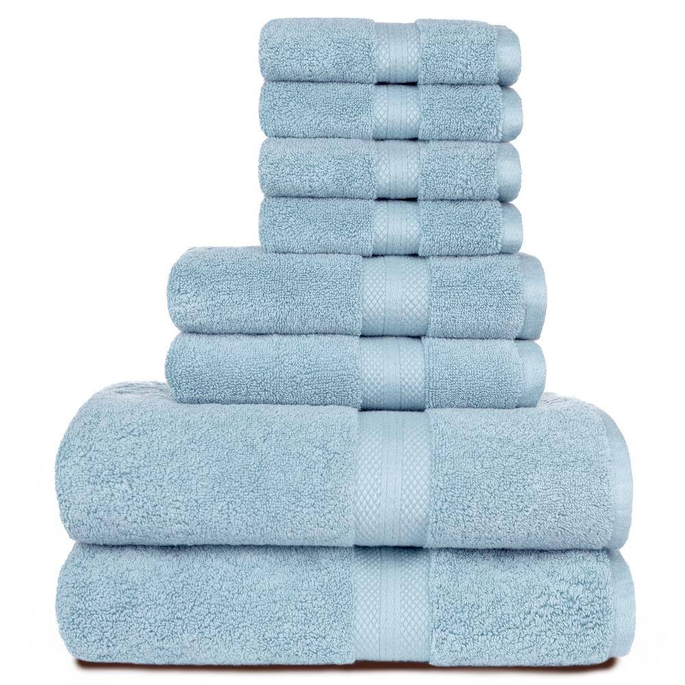 Sarajane 8-Piece Cloud Blue Solid Cotton Bath Towel Set 1533T7B815 ...
