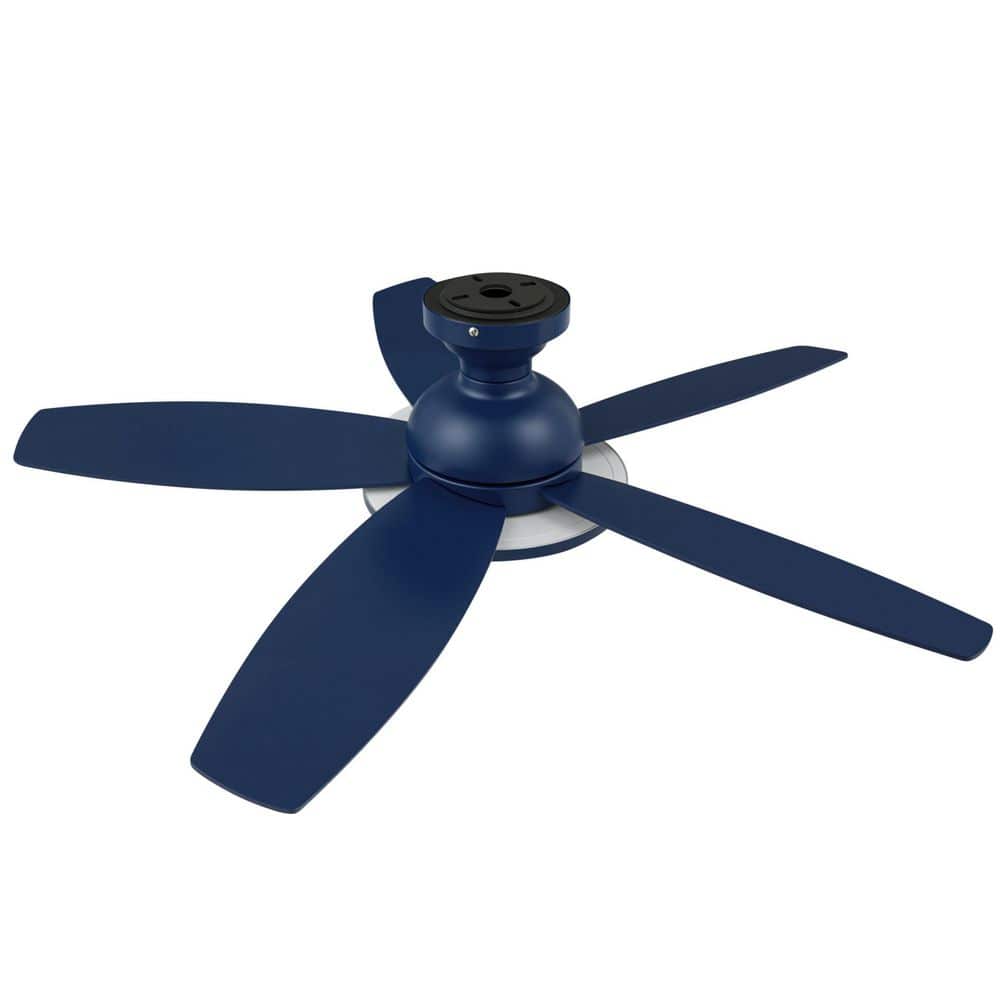 Merra 42 in. Integrated LED Navy Blue Gray Oak Low Profile Flush Mount ...