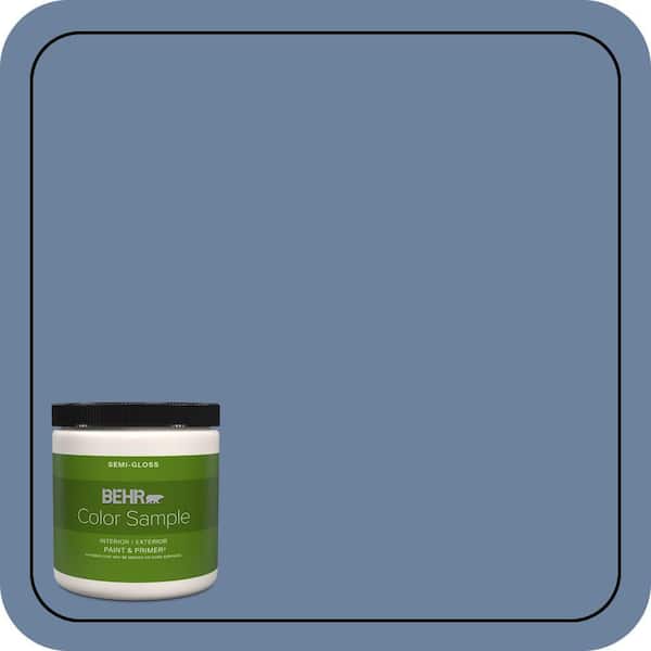 BEHR PREMIUM PLUS 8 oz. #S530-5 Brisk Blue Semi-Gloss Interior/Exterior ...