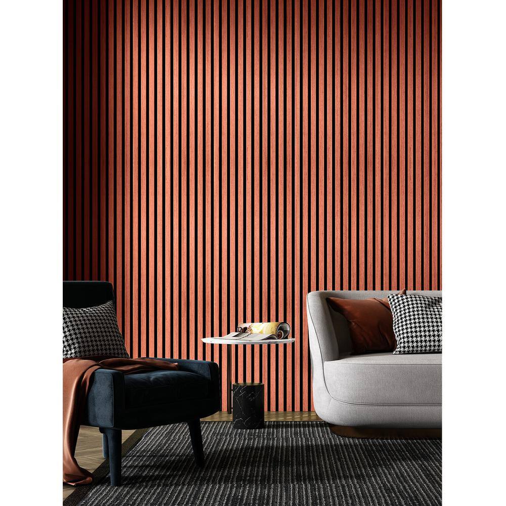 Art3dwallpanels Cherry 0.83 in. x 0.65 ft. x 8 ft. Wood Slat Acoustic ...