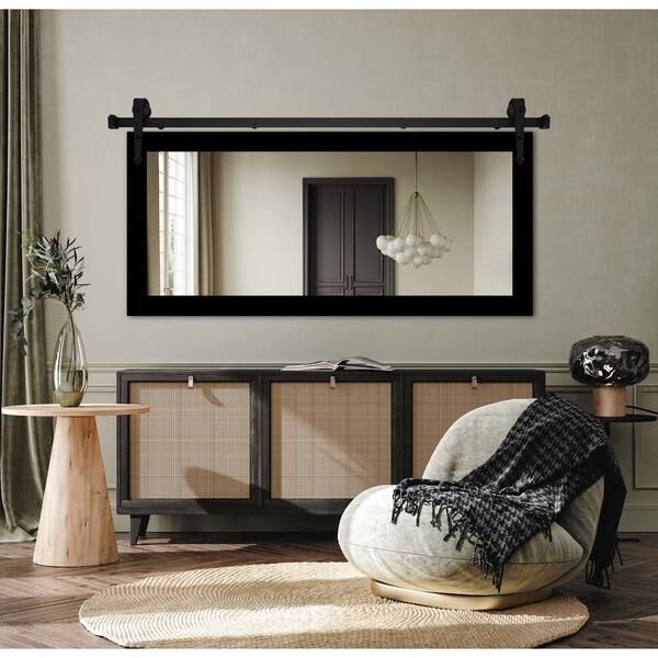 Rayne Mirrors (60 in. W x 33 in. H) Glossy Black Modern Rustic Mirror ...