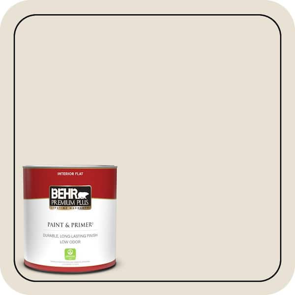 BEHR PREMIUM PLUS 1 qt. #BXC-62 Alabaster Flat Low Odor Interior Paint ...