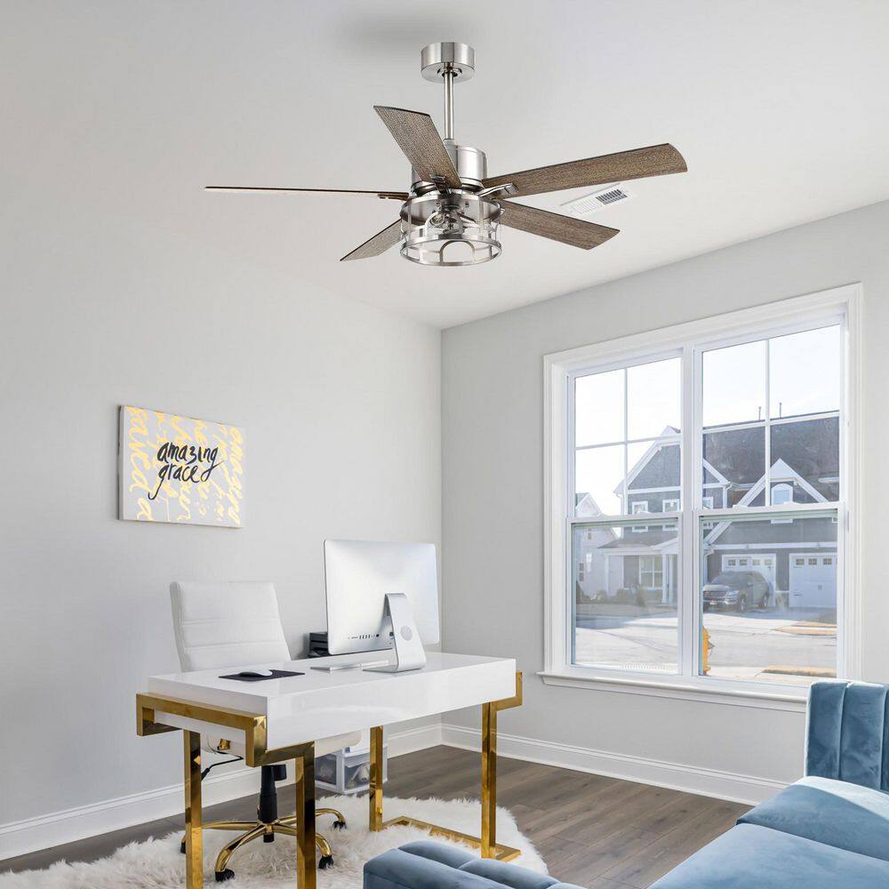 Buy Belote 52 in. Indoor Satin Nickel Ceiling fan with Remote Control ...