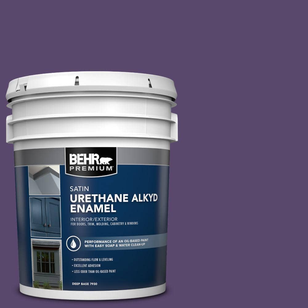 BEHR PREMIUM 5 gal. #P570-7 Proper Purple Urethane Alkyd Satin Enamel ...
