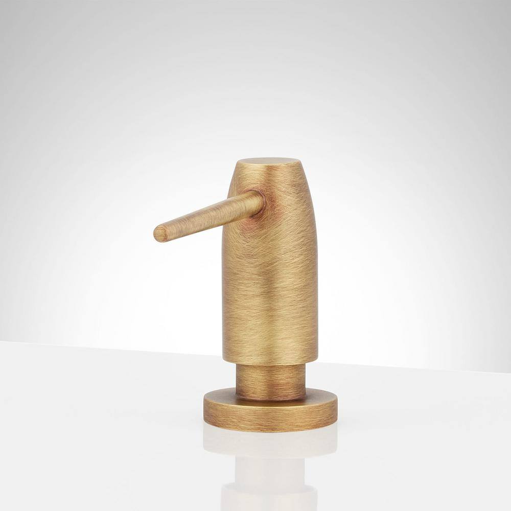 SIGNATURE HARDWARE Contemporary Sink Mount Soap Dispenser in Aged Brass ...