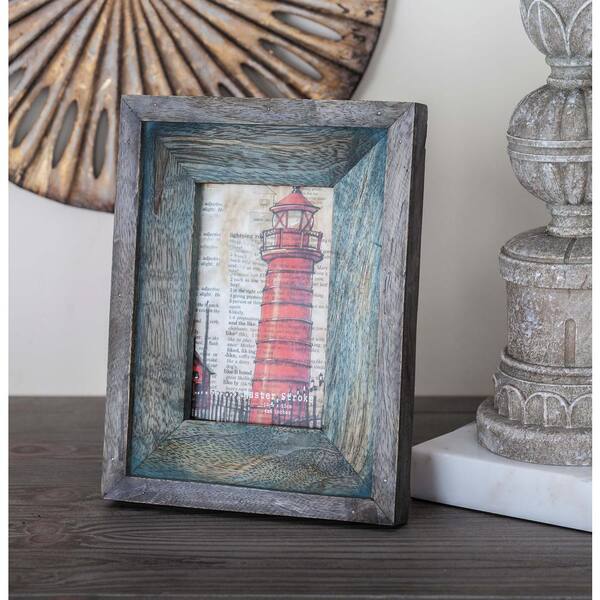 LITTON LANE 1-Opening 7 in. x 9 in. Rustic Dark Brown Picture Frame ...