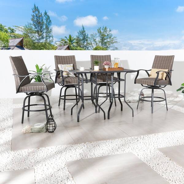 Patio Festival 6-Piece Wicker Bar Height Outdoor Dining Set PF19032X2 ...