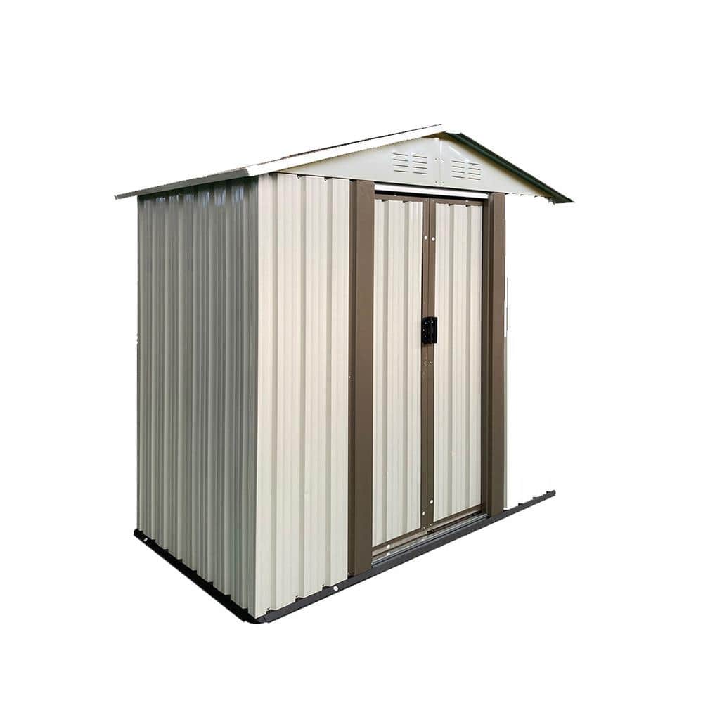 Sudzendf 5 ft. x 3 ft. White Outdoor Storage Shed, All Weather Metal Sheds With Aluminum Alloy ...