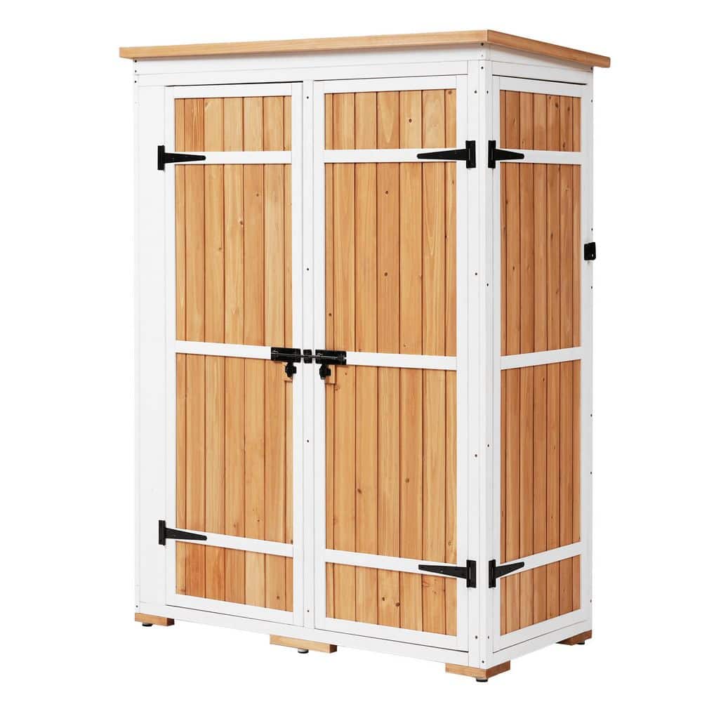 4 ft. W x 2 ft. D Natural Waterproof Wood Storage Shed, Garden Tool ...