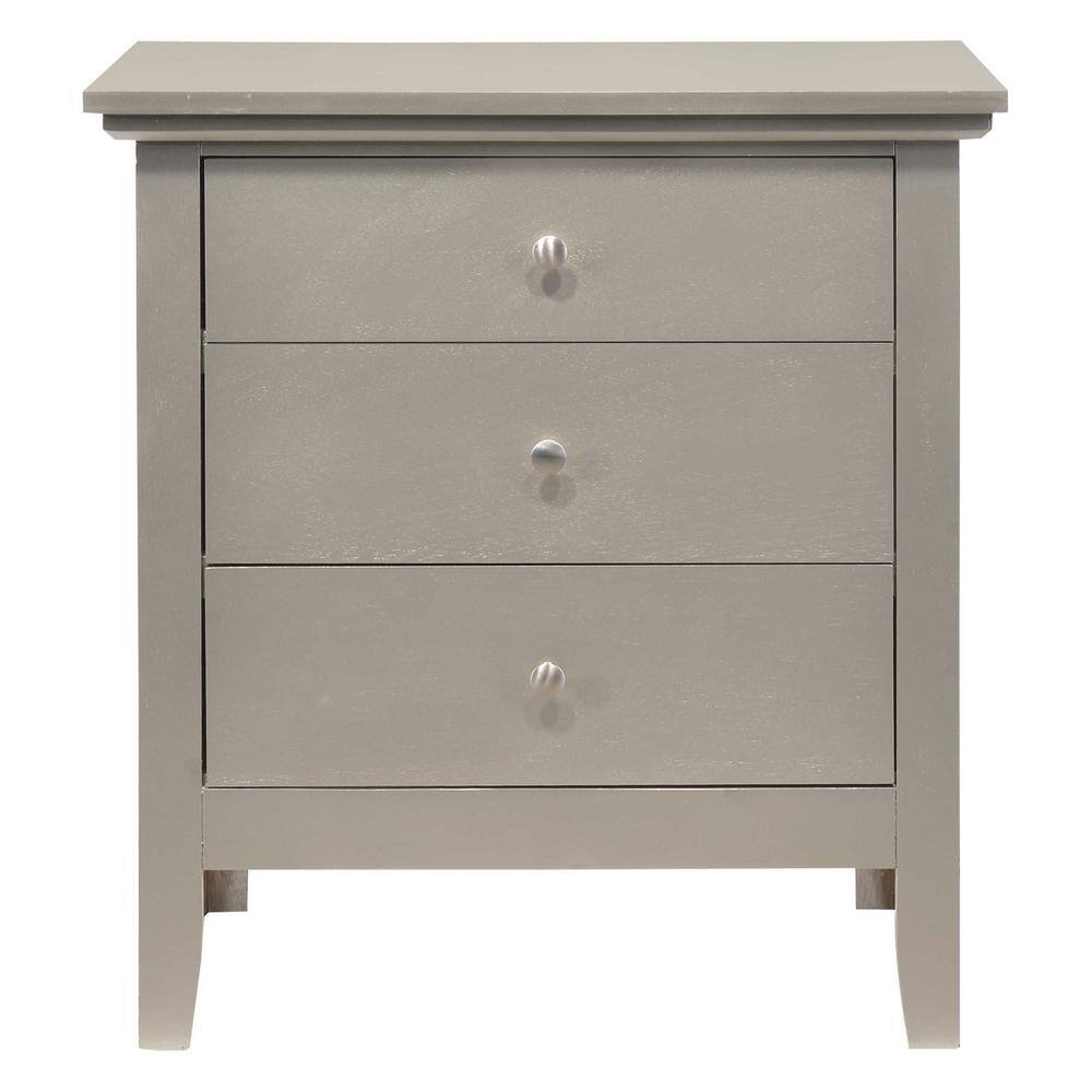 AndMakers Hammond 3-Drawer Silver Champagne Nightstand (26 in. H x 24 ...
